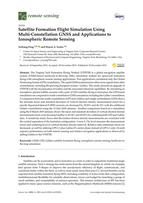 Pdf Satellite Formation Flight Simulation Using Multi Constellation