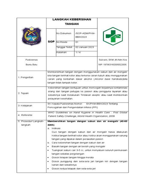 Sop Kebersihan Tangan Pdf