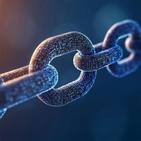 Digital Chain Link With Blue Binary Code Premium AI Generated Image