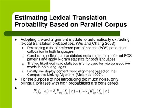 ppt alignment of bilingual named entities in parallel corpora using