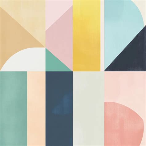 Minimalist Abstract Geometric Patterns In Pastel Colors Premium Ai Generated Image