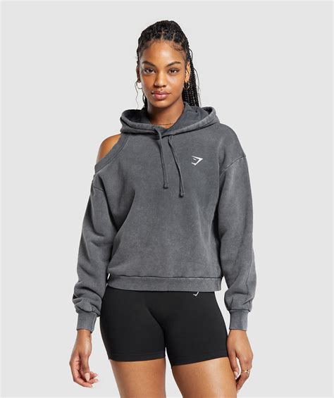 Gymshark Washed Cut Out Hoodie Black Gymshark