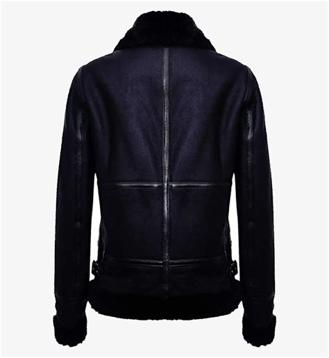 Womens Black Aviator Biker Genuine Sheepskin Leather Jacket Marko