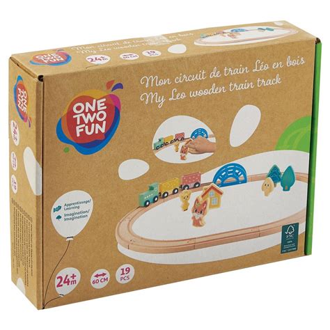 One Two Fun Mon train LEO en bois FSC 60 cm pas cher - Auchan.fr
