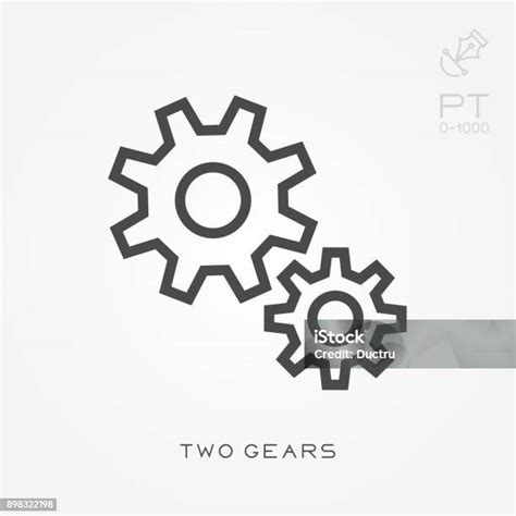 線圖示兩個齒輪向量圖形及更多動作圖片 動作 合作 商務 Istock