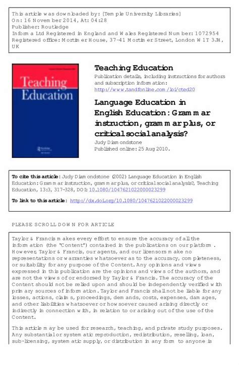 pdf language education in english education grammar instruction