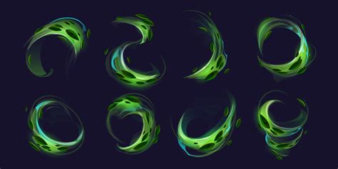 Fresh Wind Effect Green Air Swirls With Leaves 16265224 Vector Art At