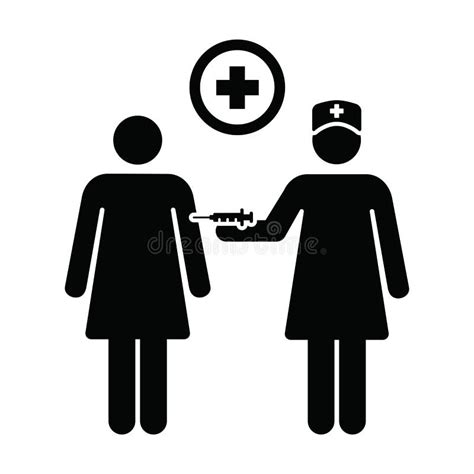 Vaccination Icon Vector With Vaccine Injection Syringe Person Symbol