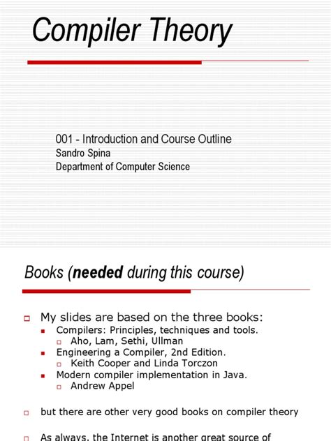 Compiler Theory: 001 - Introduction and Course Outline | PDF | Compiler | Parsing