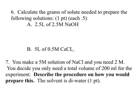 Solved Calculate The Grams Of Solute Needed To Prepare Chegg Com