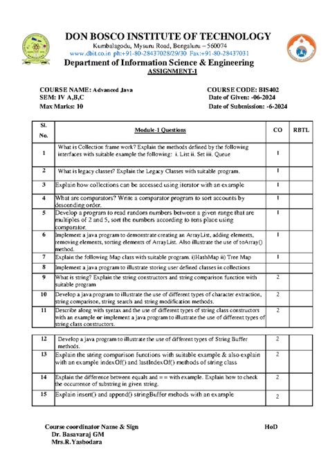 Adv Java Assignment 1 Djkbhreajhgawejhgareib Don Bosco Institute