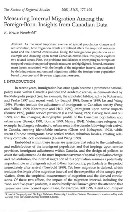 Pdf Measuring Internal Migration Among The Foreign Born Insights