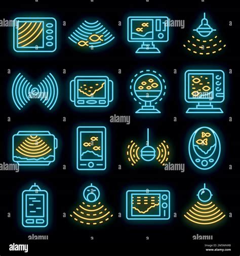 Echo Sounder Icons Set Outline Set Of Echo Sounder Vector Icons Neon
