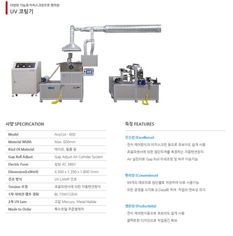Uv 코팅기 Anycot 600 By 애니테크 코머신 판매자 소개 및 제품 소개