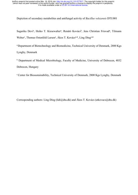 Pdf Depiction Of Secondary Metabolites And Antifungal Activity Of