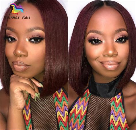 Brennas Hair 8 14inch Ombre Color 99j 1b27 Bob Wigs Front Lace