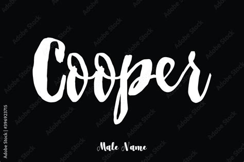 Cooper Male Name Cursive Calligraphy Text On Black Background Stock