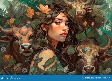 Taurus Zodiac Sign As A Beautiful Fashion Horned Girl Character