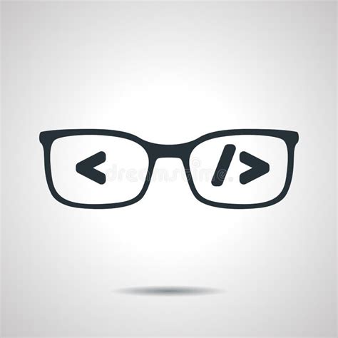 Flat Black Glasses With Code Coder Or Programmer Symbol Stock Vector Illustration Of White