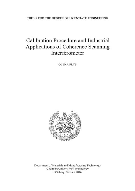 Calibration Procedure And Industrial Applications Of Coherence Scanning