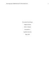 PSYC FP4100 SanchezAngela Assessment3 Docx Running Head PERSONALITY PSYCHOLOGY Personality