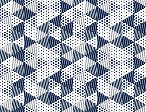 3d Dotted Cubes Seamless Pattern Vector Background Dots And Lines Triangles Dimensional Blocks