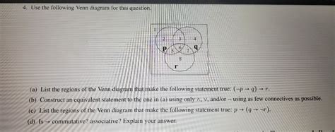 Answered 4 Use The Following Venn Diagram For Bartleby
