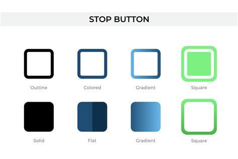 Stop Button Icon In Different Style Stop Button Vector Icons Designed