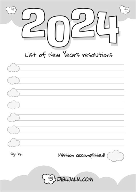 New Year Resolutions List Dibujo Dibujalia