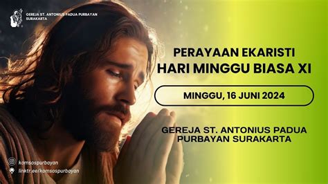 Perayaan Ekaristi Hari Minggu Biasa Xi Minggu Juni Pk
