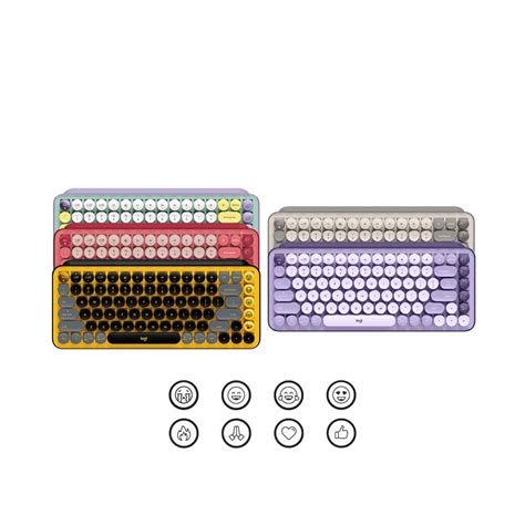 Logitech POP Keys Mechanical Wireless Keyboard With Customisable Emoji Keys Thunder Match
