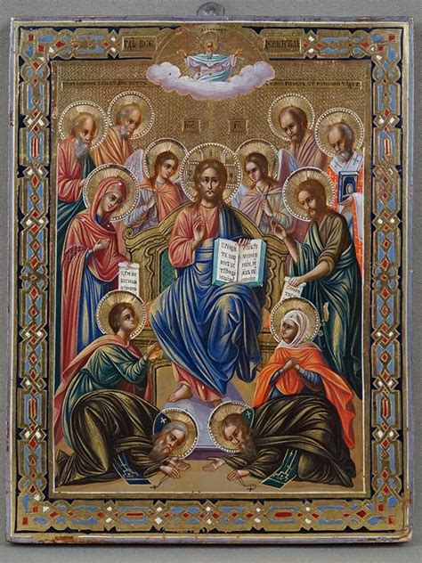 Икона Спаситель на Троне Седмица дерево левкас темпера