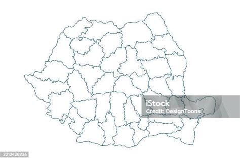 프리젠 테이션 인포 그래픽 보고서 포스터를 위해 흰색 배경에 카운티 경계가있는 상세한 개요 루마니아지도 0명에 대한 스톡 벡터 아트 및 기타 이미지 Istock