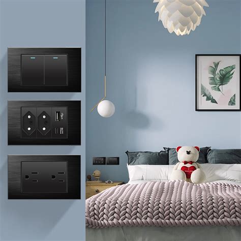 Pssrise 5v 21a Usb C 타입 충전기 태국 미국 벽 소켓 알루미늄 합금 패널 조명 스위치 컴퓨터 Tv 전원