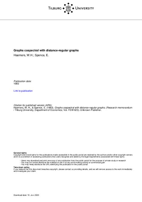 Pdf Graphs Cospectral With Distance Regular Graphs Willem Haemers