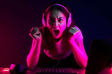 Premium Photo Anime Gamer Girl Streaming Neural Network Ai Generated
