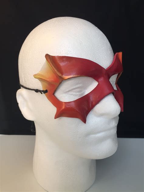 Leather Fire Sprite Mask Red Fantasy Fairy Fae Demon Cosplay Mask