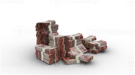 Stack Of Ghanaian Cedi Notes 3d Rendering Of Bundles Of Money Isolated