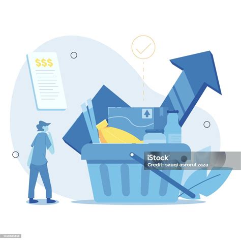 비싼 일일 필요 기본 상품의 가격 상승 경기 침체기에 식료품 관리 벡터 그림 가계에 대한 스톡 벡터 아트 및 기타 이미지 가계 가정 생활 결정 Istock