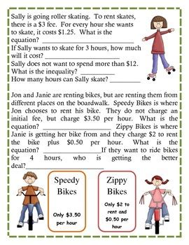 Writing Equations And Inequalities Real World Examples Problems TpT