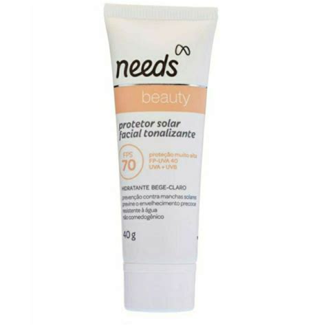 Protetor Solar Facial Needs Beauty Cor Bege Claro Fps 70 Com 40g