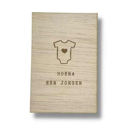 Houten Wenskaart Hoera Een Jongen Lou Lou