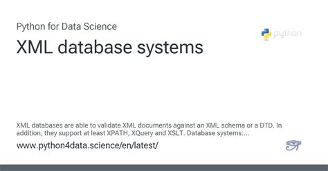 Xml Database Systems Python For Data Science 2430