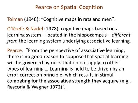 Ppt Pearce On Spatial Cognition Powerpoint Presentation Free