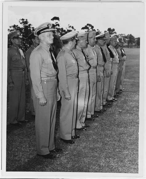 Nh 62700 Fleet Admiral Nimitz With Subordinate Officers