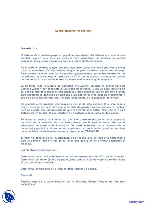 Inventarios Apuntes Administración Financiera Docsity