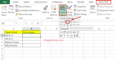 Cara Membuat Check Box Kotak Centang Di Excel Blogger Toraja