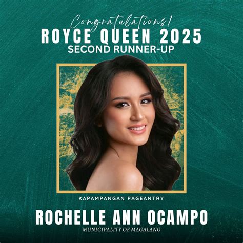 Kapampangan Rochelle Ann Ocampo Royce Queen 2025 👑2nd Runner Up👑