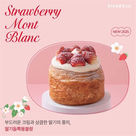 브레댄코 공식 인스타그램 브레댄코에서 준비한 딸기 신메뉴로 새해의 첫 시작을 화사하게 ️ ⠀ 부드러운 크림과 상큼한 딸기로 풍미를 더한 겉바속촉 딸기듬뿍몽블랑