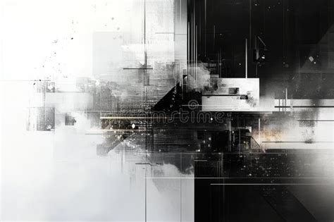 Abstract Black And White Geometric Art With Modern Architectural